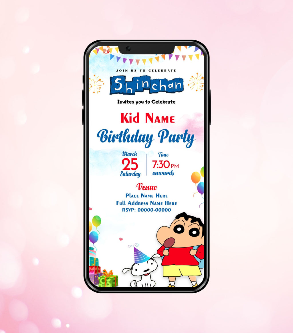 Shinchan Birthday Invitation Card | Cartoon Party Invite | IM-2733 ...