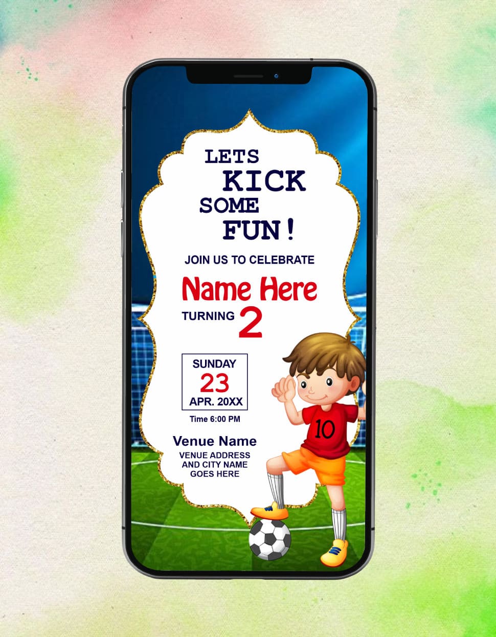 Soccer Birthday Invitation | Football Theme 2nd Birthday Card | IM-230 ...
