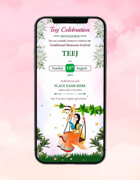 Teej Celebration Invitation | Traditional Monsoon Festival E-Card | IM ...