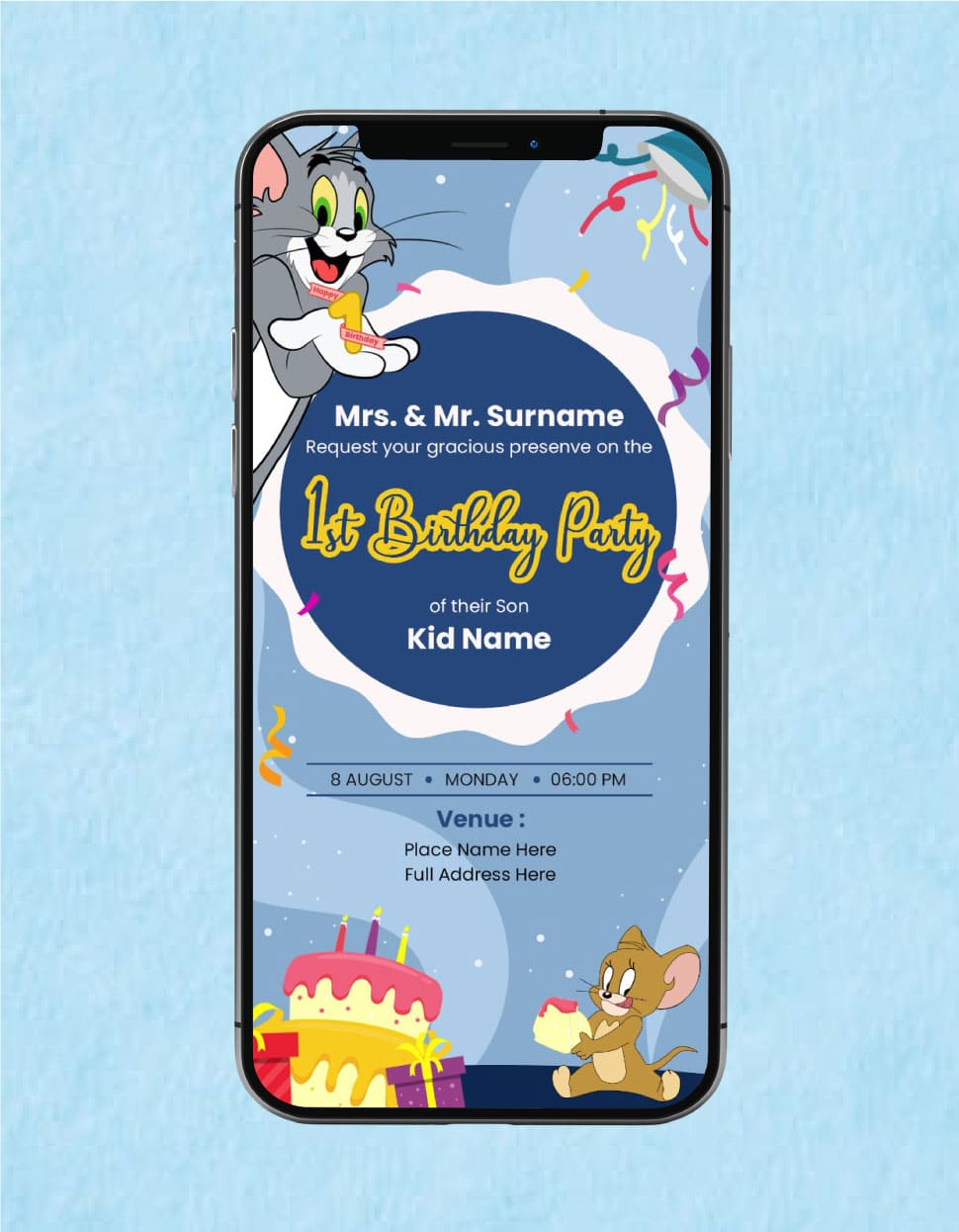 Tom and Jerry Birthday Invitation | 1st Birthday Party E-Invite | IM-2 ...