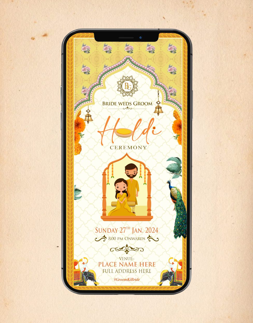 Traditional Haldi Ceremony Invitation | Royal Indian Yellow Theme | W ...