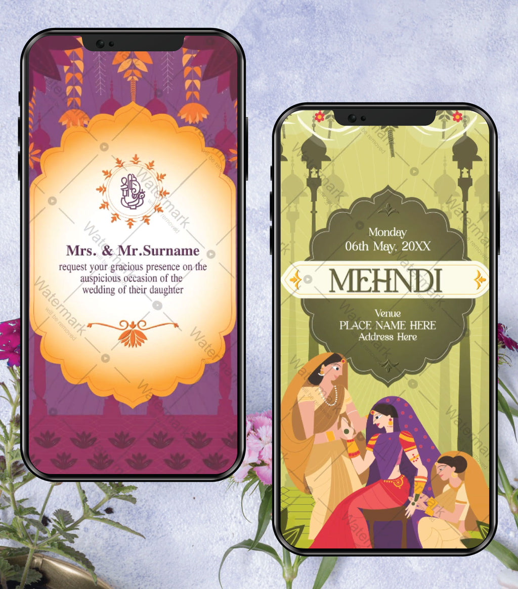 Traditional Hindu Wedding Invitation Video | Sangeet Function Digital ...