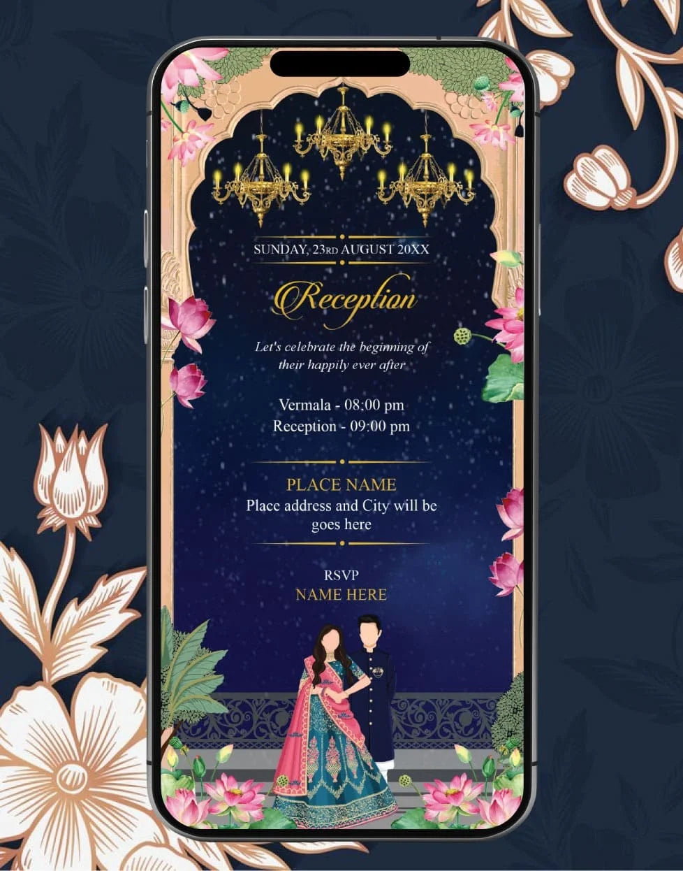 Wedding Reception Party Invitation Card | Royal Night Theme | IM-2650 ...