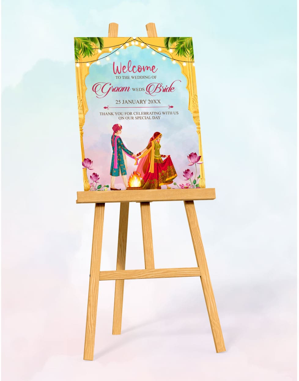 Wedding Signage Board Design | Hindu Couple Welcome Poster | IM-2399 ...