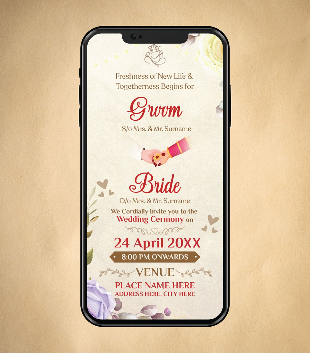 Custom Wedding Invitation | Traditional Varmala Theme Shaadi Card | W ...