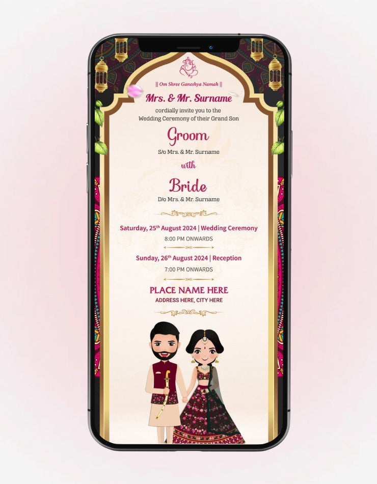 Wedding Invitation Gif | Modern Cartoon Couple Animation | W-259-GIF ...