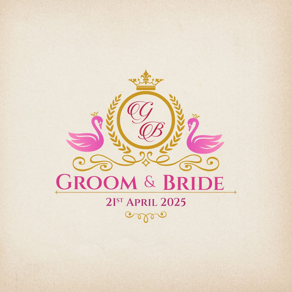Royal Swan Wedding Logo Design | Groom Bride Crest | WL-06 – InviteMart