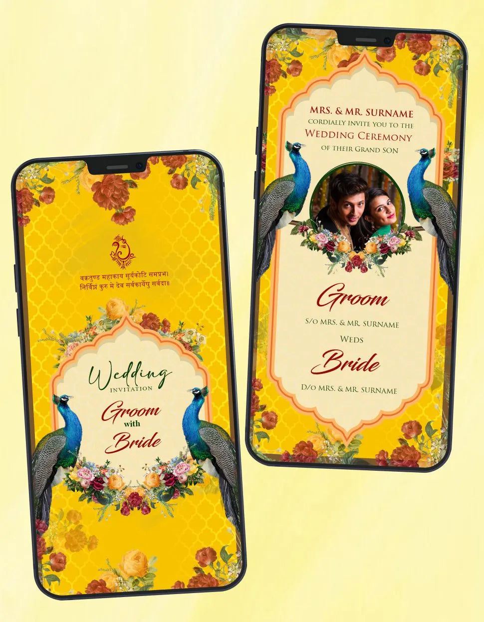 Yellow Wedding Invitation Card | W-342 – InviteMart