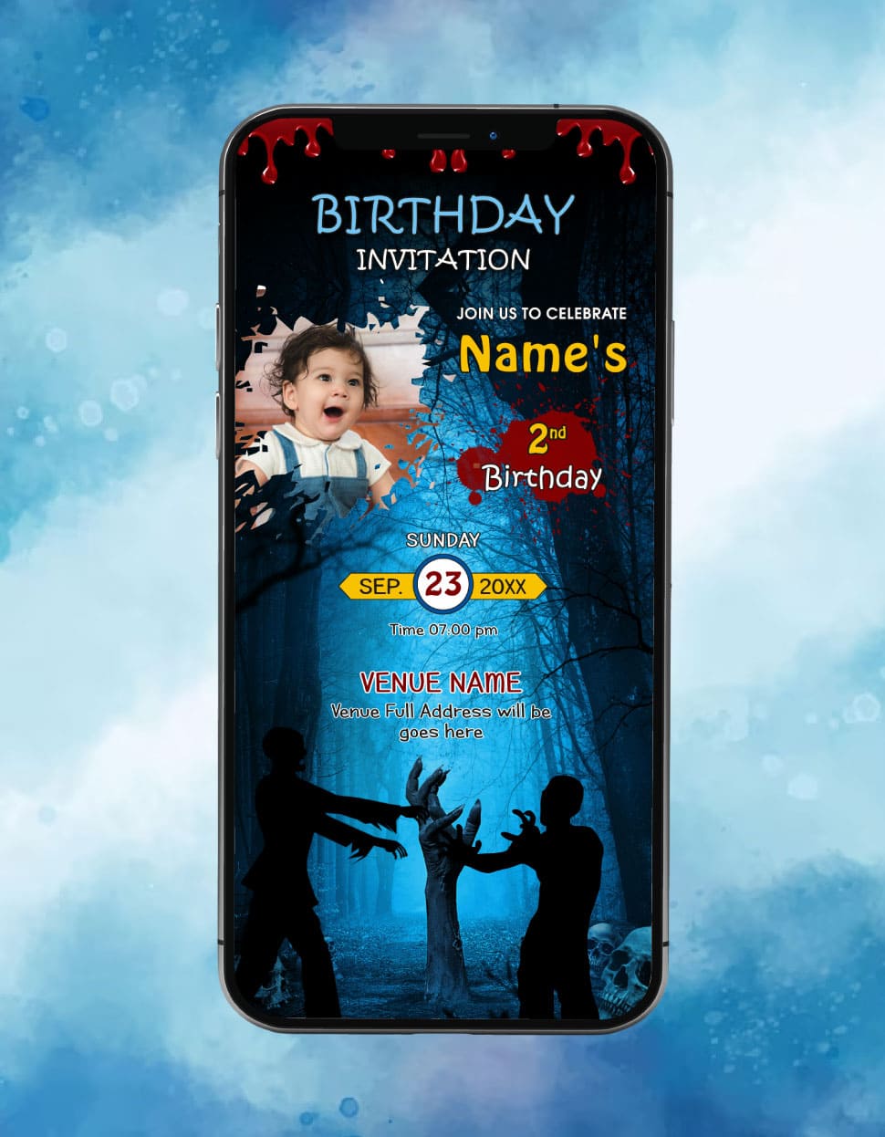 Zombie Birthday Invitation Card | Spooky Forest Halloween Theme | IM-2 ...